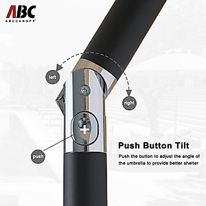 ABCCANOPY 10FT Patio Umbrella - Outdoor Waterproof Table Umbrella with Push Button Tilt and Crank, 8 Ribs UV Protection Pool Umbrella for Garden, Lawn, Deck & Backyard (Dark Gray)