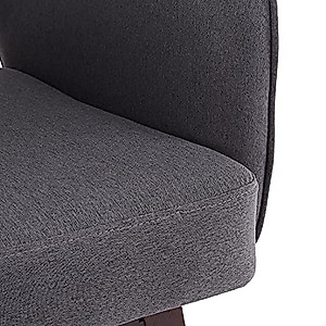 CangLong Mid-Century Modern Open Back Upholstered Chair Kitchen Counter Height Stool, Set of 1, Dark Grey
