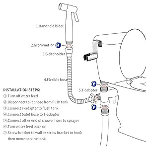 Handheld Bidet Sprayer for Toilet, Hand held Stainless Steel Toilet Bidet Sprayer Kit, Hose with Anti-Leak Hose&High Pressure, for Personal Hygiene, Toilet Clean (A)