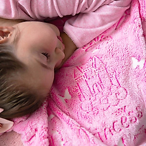 Princess Blanket Glow in The Dark Luminous Magical Blanket for Little Girls - Soft Plush Pink Fantasy Castle Blanket Throw for Kids - Large 60in x 50in Glowing Stars Blankets Gift for Girls