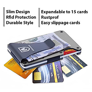 Adamstyle Minimalist Slim Wallet for Men - Mens Metal Compact Wallets - Rfid Blocking Credit Card Holder with Money Clip