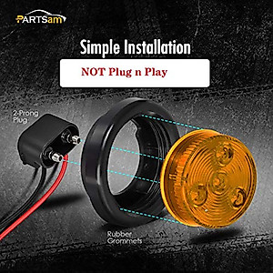 Partsam 10Pack(5 Amber + 5 Red) 2" Led Round Trailer Side Marker Light Grommet Flush Mount 4LED, Sealed 2 inch Round Clearance Lights with Reflex Lens for Truck RV Camper, IP67 Waterproof, 12V