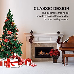 5ft Artificial Christmas Tree, Xmas Tree Perfect for Indoor and Outdoor Holiday Decoration, Easy Assembly, Foldable Base.