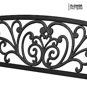 MoNiBloom Metal Bench Patio Benches for Outdoors, Iron Frame Antique Finish Park Bench with Armrests Lawn Porch Entryway Path Yard Decor Deck Furniture for 2-3 Adults Seat, Black
