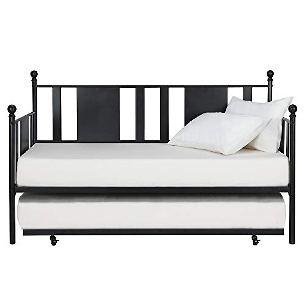 DHP Lavinia Metal Daybed with Trundle, Full Size Sofa Bed, Black