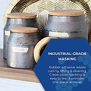 3M 2364 Performance Masking Tape - 0.25 in. x 180 ft. Tan, Rubber Adhesive, Crepe Paper Backing Painters Tape Roll