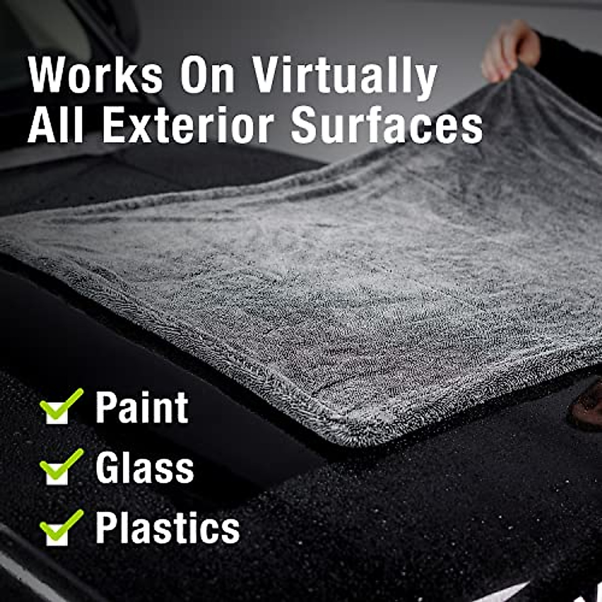 ExoForma Mega Car Drying Towel from No Streaks, Scratches, or Water Spots - Large Premium 1200 GSM Microfiber - Double Twist Pile & Edgeless Design for 1 Quick & Effortless Dry - 24” x 36”