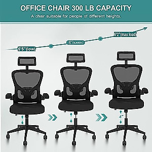Mazqetih Ergonomic Office Chair Lumbar Support, Office Desk Chair Ergonomic Big and Tall, Mesh Office Chair Comfortable for Home Bedroom Executive Work Study