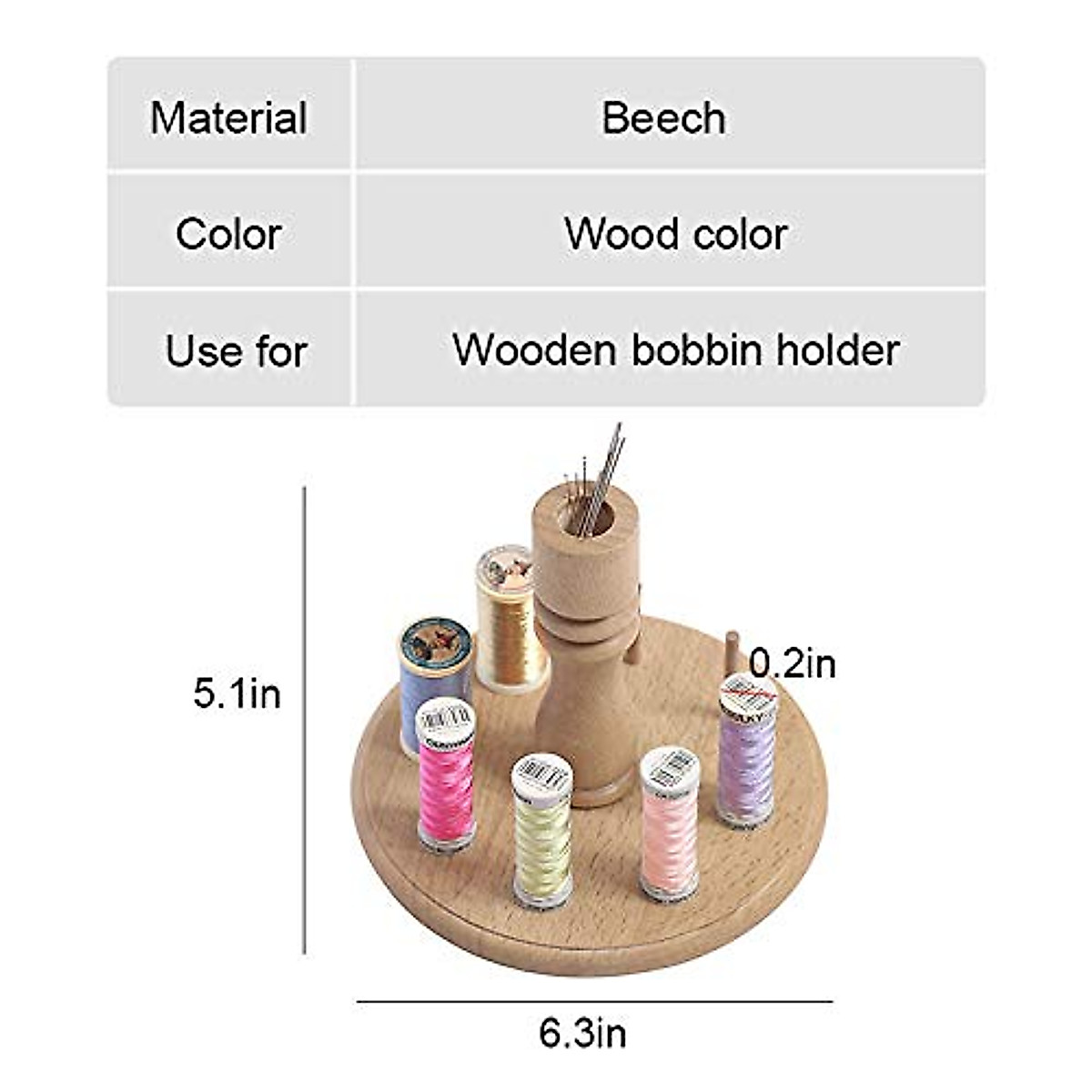 Kelendle 8 Spool Portable Wooden Bobbin Holder Stand Thread Rack Holder Thread Organizer Rack