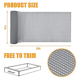 BAKHUK Grip Shelf Liner, Non-Adhesive 17 Inch x 25 Feet Cabinet Liner Durable Organization Liners for Kitchen Cabinets Drawers Cupboards Bathroom Storage Shelves (Gray)
