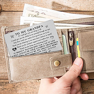 Yobent Grandpa Card - Best Thank You Grandpa Gift Ideas, I Love My Grandpa Wallet Card for Men, Christmas Birthday Present to My Grandfather