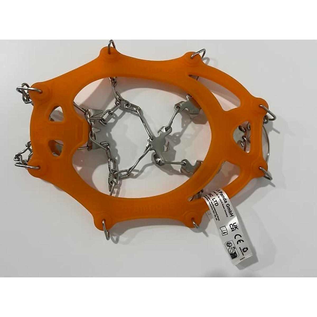 WIN.MAX Crampons for Shoes, Traction Cleats Ice Snow Grips with 19 Stainless Steel Spikes, Shoe Talons Anti - Slip Boots Spikes for Walking, Jogging, Climbing and Hiking (Orange, M)