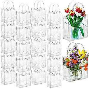 80 Pieces Clear Gift Bags Small PVC Bags Reusable Transparent Bags with Handles Mini Cute Plastic Bags Gift Wrap Bags Tote Shopping Bag for Wedding Birthday Baby Shower Party, 5.9 x 6.3 x 2.8 Inch