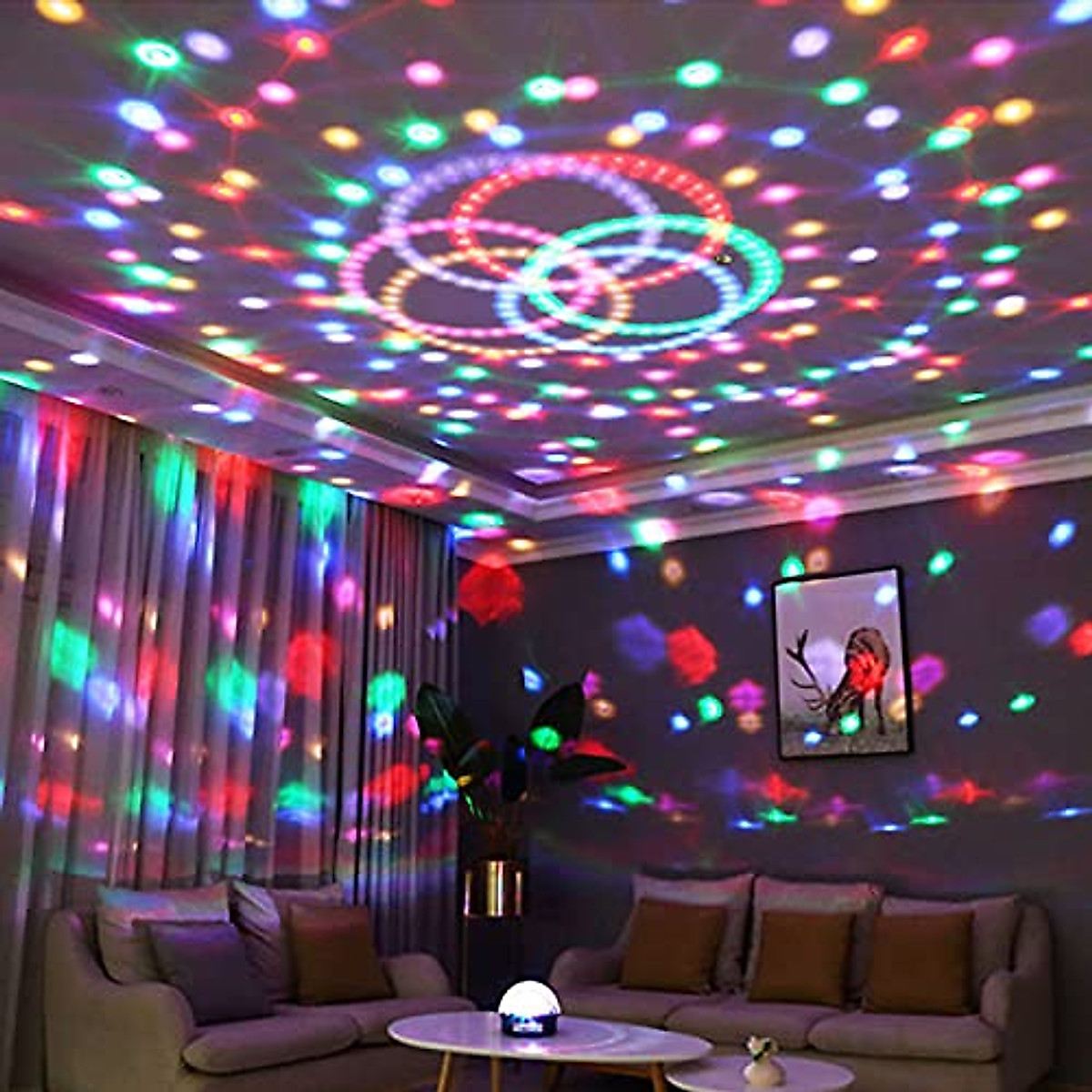 Disco Ball Lights, 9 Colors LED Party Lights DJ Sound Activated Rotating Lights with Remote Control for Home KTV Wedding Dance Show
