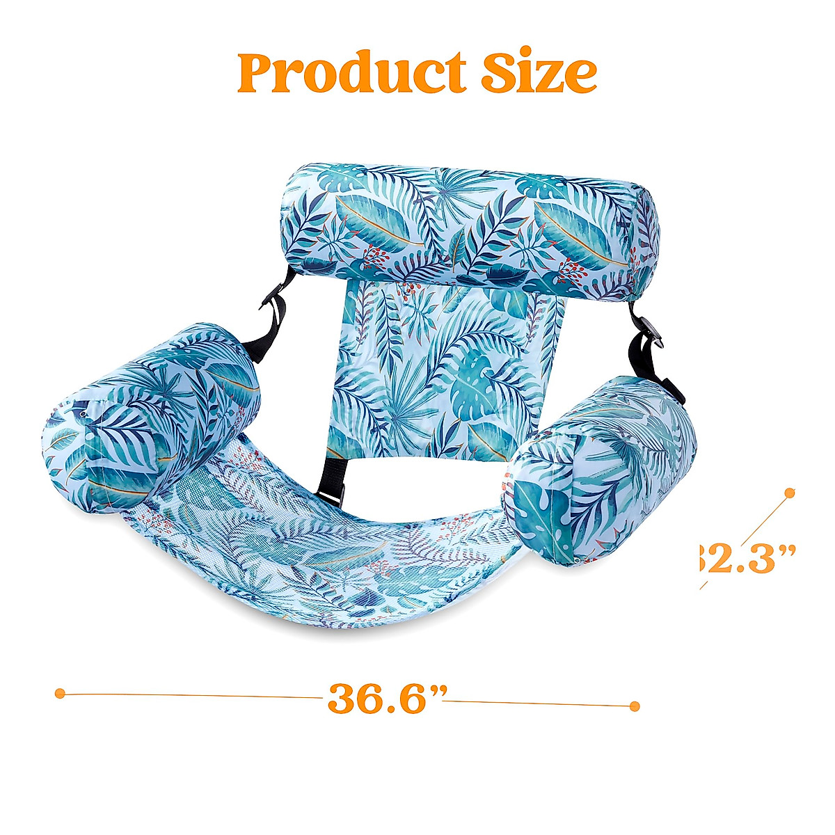 Sloosh Pool Floats Chairs Adult, Inflatable Pool Lounge Chairs,Plant Pattern Floating Pool Hammock Chair for Adults,Blow up Pool Noodles Floats for Pool Party Summer Water Fun(Tropical Leaves)