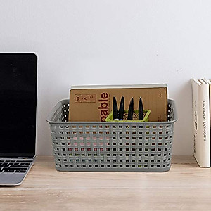 CadineUS 6-pack Grey Woven Plastic Storage Baskets, Organizing Bins