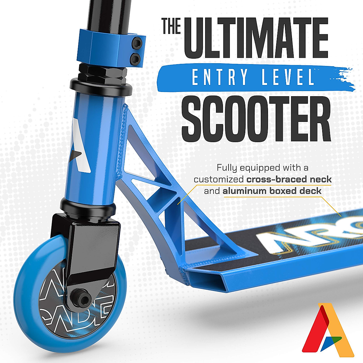 ARCADE Rogue BMX Pro Scooter - Skatepark Scooter for Tricks - Scooter Pro Trick Scooters - Beginner Stunt Scooters for Kids & Pre Teens Ages 7 Years & Up - Boys & Girls Colors Monopatin Scotter (Blue)