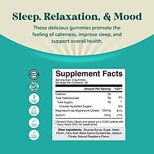 Extra Strength Calm Magnesium Gummies for Adults - Relaxing Magnesium Citrate Gummies with Elemental Mag - Sleep Aid Soft Chews Raspberry Flavored - Body & Mind Relaxation - 90 Count