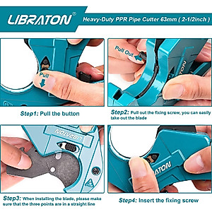Libraton PVC Pipe Cutter, Up to 2-1/2", Ratchet Pipe Cutter Heavy-Duty, Pex Cutting Tool for Cutting PEX, PVC, PPR Plastic Hoses and Plumbing Pipe