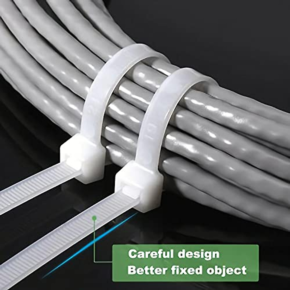 White zip ties 18 inch Large Cable ties wraps100 pcs/Pack outdoor use Long plastic ties with 60 Pounds tensile