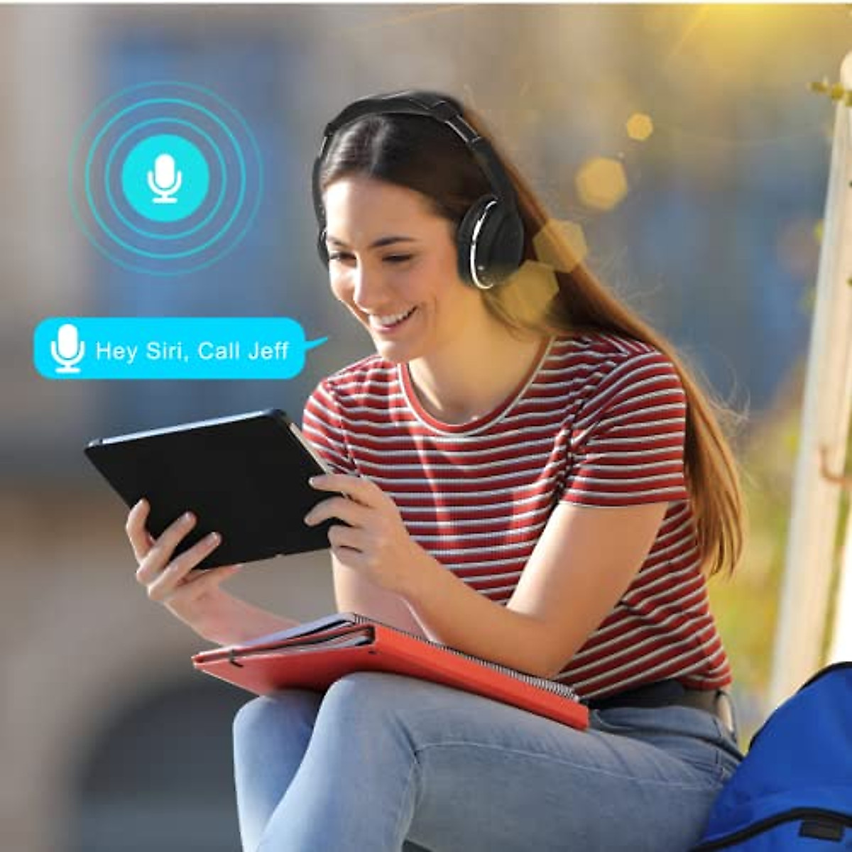 UrbanX UX991 Wireless Bluetooth Stereo Earphones High Resolution Audio Deep Bass Superior Comfort Over The Ear Headphones with Mic for Samsung Galaxy Tab S7 FE Phone Call Support