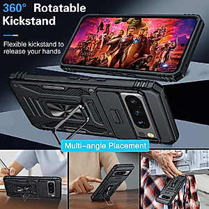 ANTSHARE for Google Pixel 8 Pro Case, [16 FT Military Grade Drop Protection], Slide Cover [Camera Protection] Heavy Duty Shockproof Phone Case for Pixel 8 Pro,Black