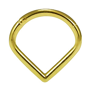 Triangle Septum Ring/Cartilage Earring- Septum Nose Ring- Gold Surgical Steel Hoop- 16 Gauge - 10mm Septum Ring