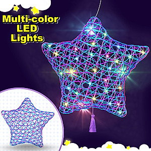 3D String Art Kit for Kids - Upgraded Makes a Light-Up Star Lantern with Multi-Colored Lights - Crafts for Girls and Boys - Kids Gifts - DIY Arts & Craft Kits for 8, 9, 10, 11, 12 Year Old Girl