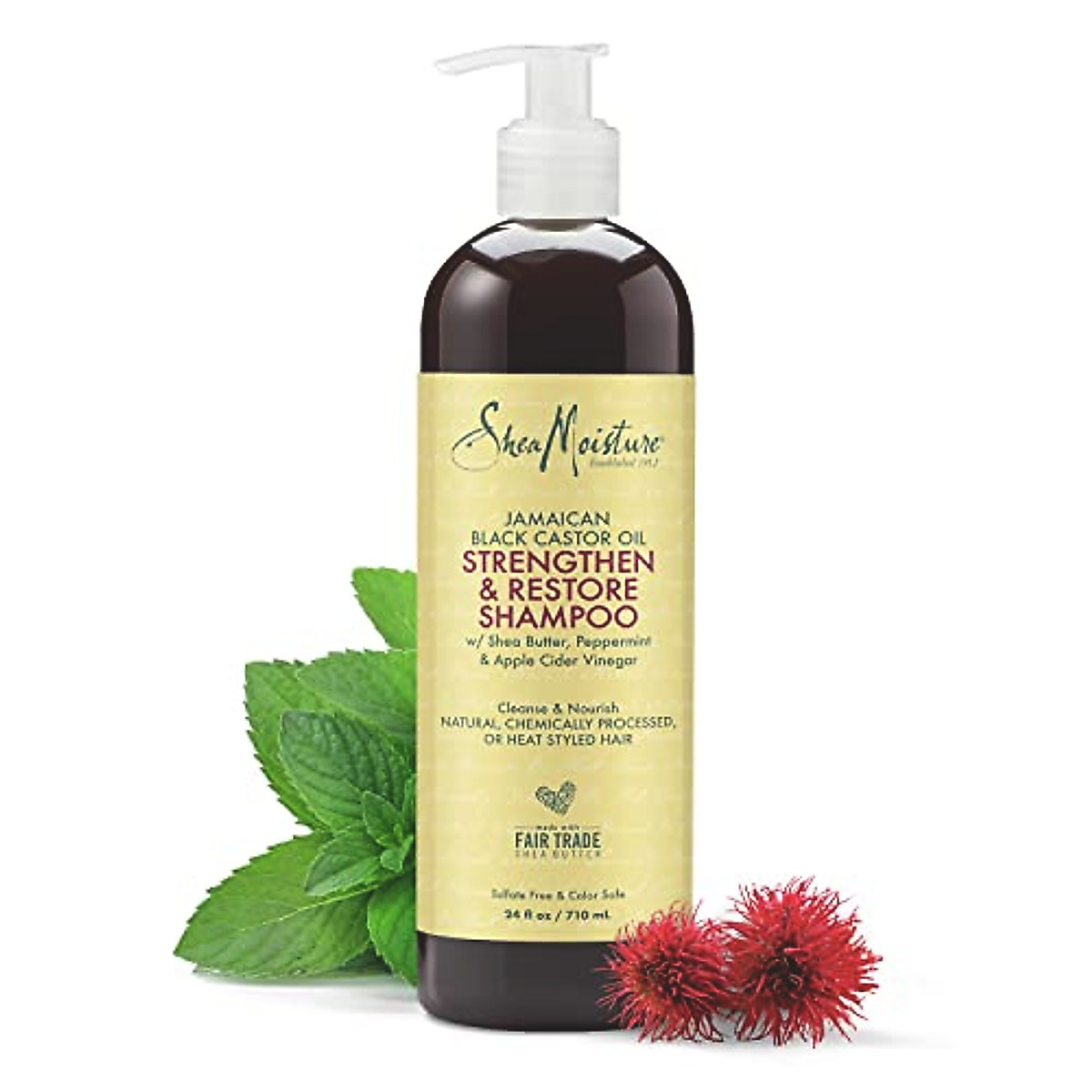 SheaMoisture Strengthen and Restore Shampoo for Damaged Hair Strengthen & Grow to Cleanse and Nourish 24 oz
