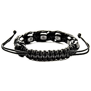 Wallystone Gems Shungite Bracelets - Arachne Black - for Mens - Woman - Brided Dense Beaded - Adjust Wirst Size - Each one has a Certificate of Authenticity