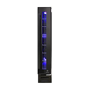 Vinotemp EL-7TS-BLACK 7 Bottle Cooler Refrigerator Freestanding Wine Cellar or Built-in Installation with Automatic Defrost, LED Display and Front Venting, Black