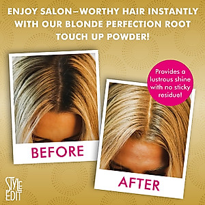 Root Touch Up Powder by Style Edit | Temporary Color for Dark Blonde Hair with Highlights, Grays, Thinning Areas, and Hairline | Mineral-Infused Concealer | 0.14 oz.