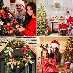 8 Rolls Wired Ribbon for Christmas Tree - 2.5 Inch x 40 Yards Assorted Elegant Organza Glitter Christmas Ribbon for Crafts, Wreath, Home Decoration (Red & White)