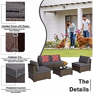 ide·o Patio Furniture Sets Backyard Furniture - Patio Conversation Sets, Wicker Patio Furniture, Outdoor Patio Set, Outdoor Patio Furniture(Grey)