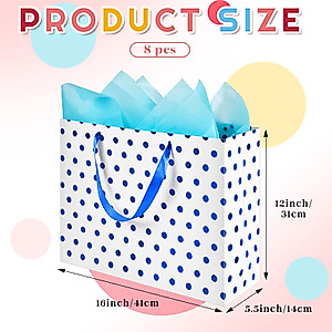 8 Pcs 16'' Extra Large Gift Bags Metallic Dots Present Bags with Handles and Paper for Wedding Holiday Birth Party (Colored)