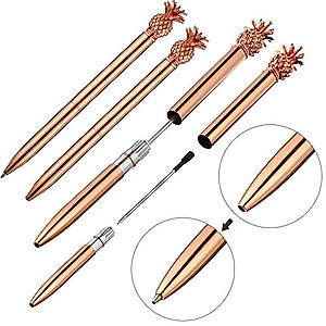 Pineapple Pens Metal Ballpoint Pens Rose Gold Pens for School Office Supplies, 1.0 mm, Black Ink (4 Pieces)
