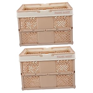 Yardwe 2pcs Picnic Basket Fruit Containers with Lids Toy Storage Bins Plastic Storage Bins with Lids Washing Tub Desk Organizer Basket Grocery Shopping Baskets Household Storage Bin Eggs