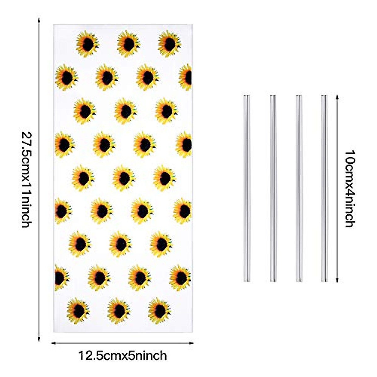 100 Pieces Sunflower Cellophane Bags Cello Clear Candy Bags Plastic Goodie Storage Bags with 150 Pieces Twist Ties for Sunflower Party Favors