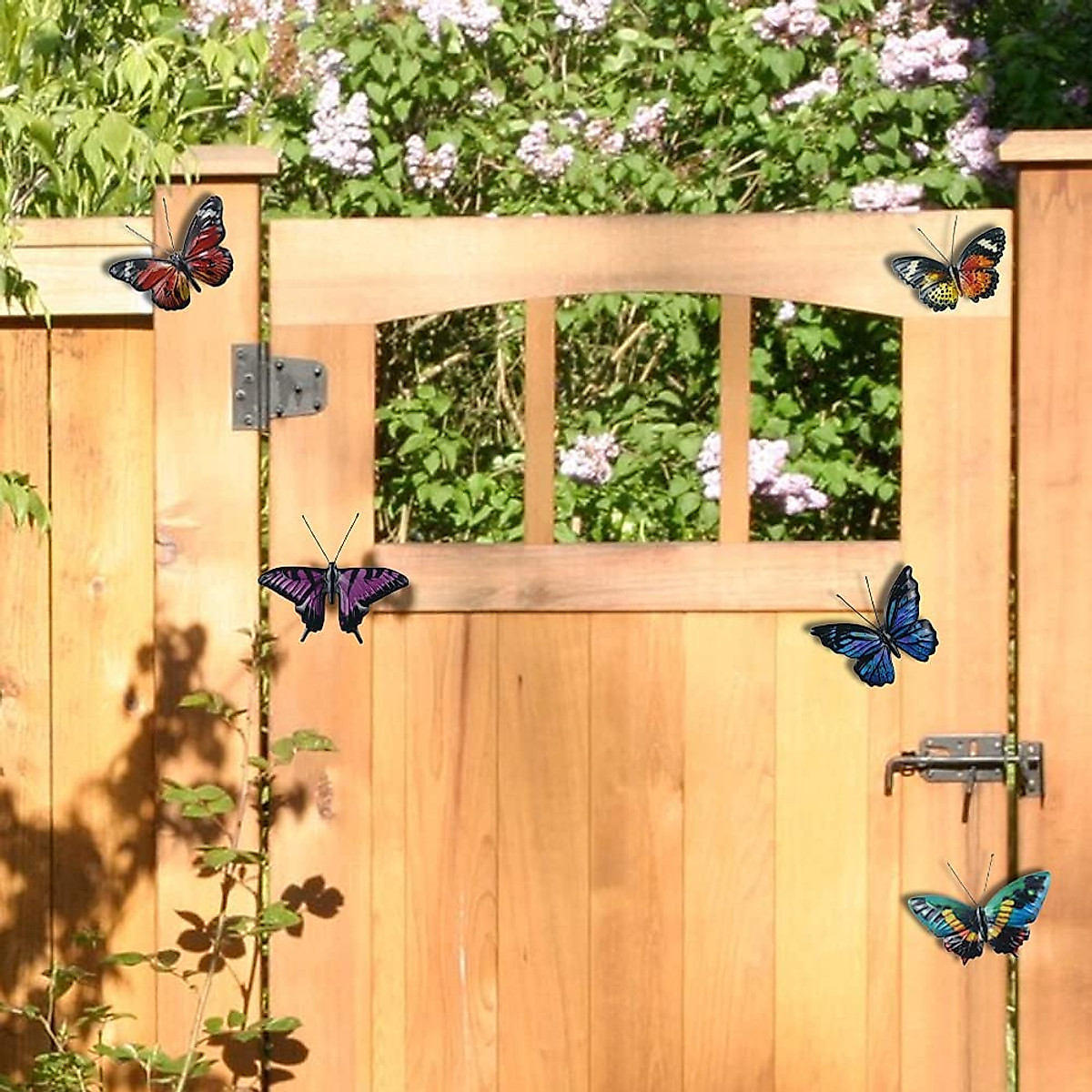 CALIDAKA 5 PCS Metal Butterfly Wall Art Decor 3D Butterfly Hanging Wall Butterfly Colourful Garden Inspirational Wall Sculptures Home Craft for Bedroom Living Room Bedroom Office(Random Color)