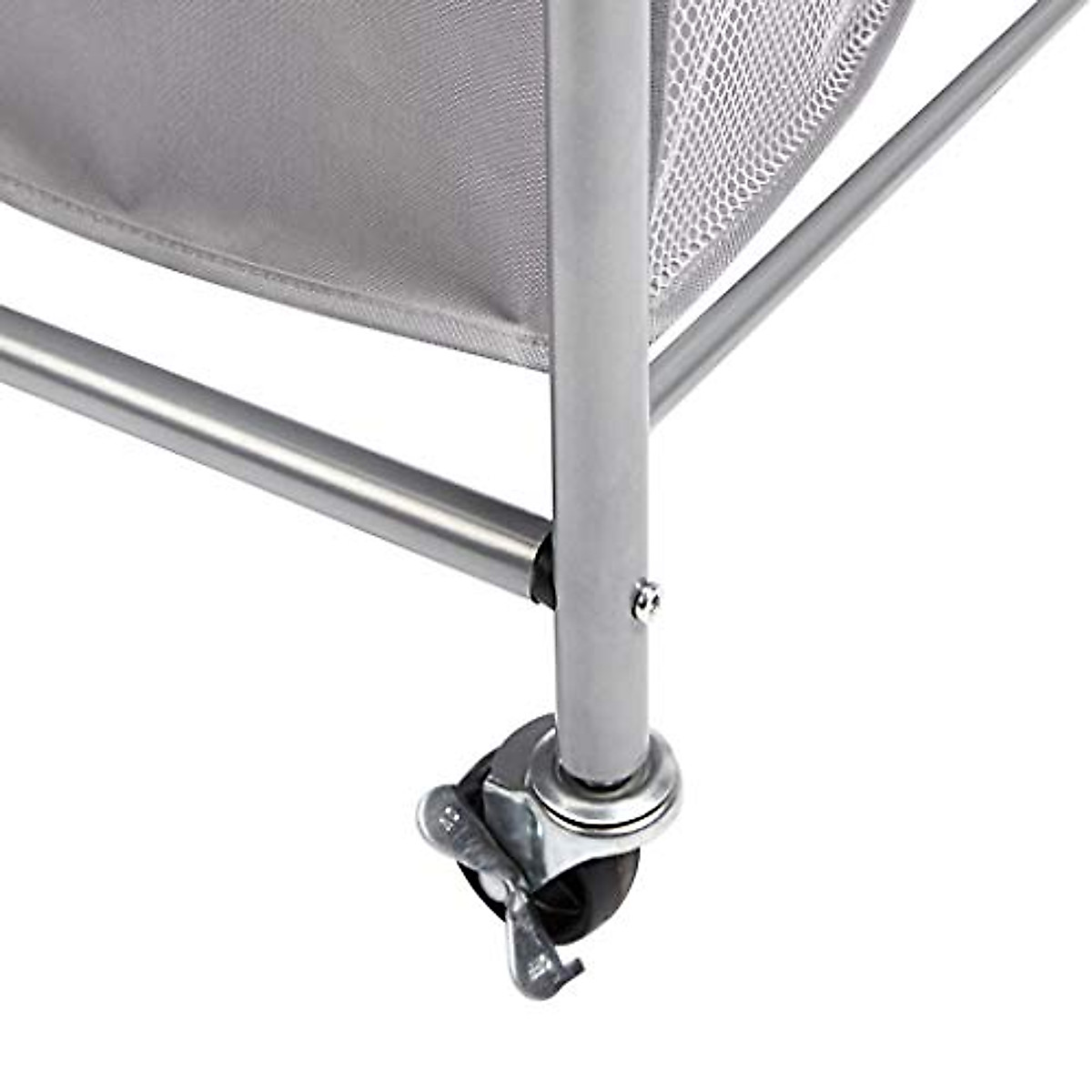 Amazon Basics 3-Bag Rectangular Laundry Sorter with Ironing Board Top, 31.5"L x 16.14"W x 33.07"H, Grey