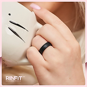 Rinfit Silicone Rings for Women - Silicone Wedding Bands Sets for Her - 4Love Collection Rubber Wedding Rings - Patented Design - SetG, Size 8