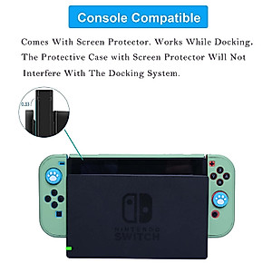 Dockable Case for Nintendo Switch - COMCOOL 3 in 1 Protective Cover Case for Nintendo Switch and Joy-Con Controller with Screen Protector and Thumb grips - Tea Green