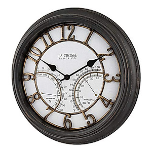 La Crosse Clock 404-4450 19.7 Inch Indoor/Outdoor Silent Sweep Courtyard Quartz Clock
