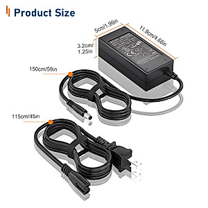 SoulBay 12V Power Cord for Sceptre Monitor, DC in 12V 5A AC Adapter for Sceptre 19" 20" 22" 24" 25" 27" 30" 32" Series LCD LED Monitor TV AD48ACM120400 Charger Replacement Power Supply, UL Listed