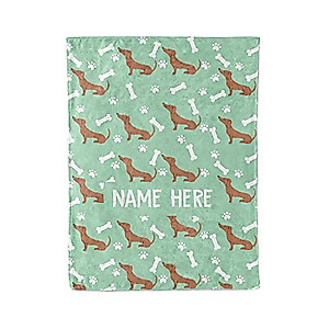Personalized Custom Dachshund Fleece and Sherpa Throw Blanket for Men Women Kids Babies - Dog Dogs Pet Blankets Perfect for Bedtime Bedding Gift