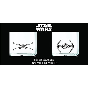 Star Wars Glass Set - X-Wing & TIE Fighter - Collectible Gift Set of 2 Cocktail Glasses - 10 oz Capacity - Classic Design - Heavy Base