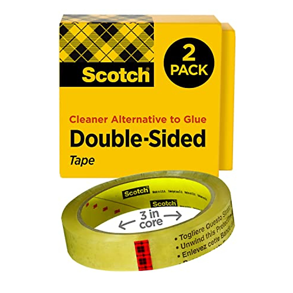 Scotch Double Sided Tape, 3/4 in x 1296 in, 2 Rolls (665-2P34-36)