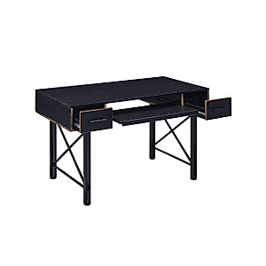 Acme Settea Wooden Top Computer Desk with 2 Drawers and Keyboard Tray in Black