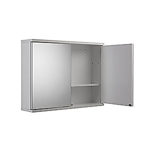 Croydex WC257022AZ Simplicity Double Door Mirrored Medicine Cabinet with Magnetic Push Catch Opening, White