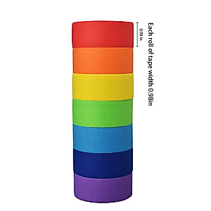 SIMON&ISAAC Colored Masking Tape Colored Painters Tape 1 inch Width Adhesive Tape Textured Paper 7 Rolls 14 Yards×1 inch Teacher Tape Lab Labeling Drafting Craft Colored Tape